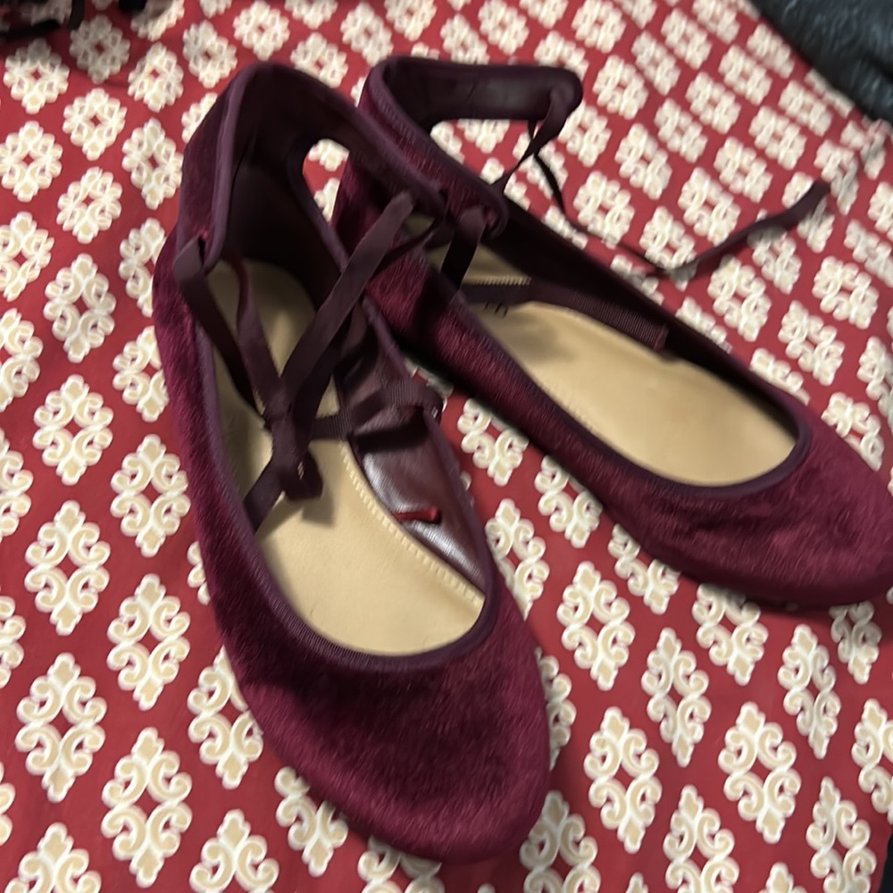 Velvet Maroon Flats - Gem